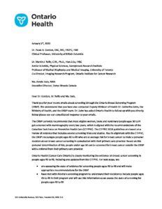 Ontario Breast Screening Program (OBSP) Letter Jan 5 2022 | Dense ...